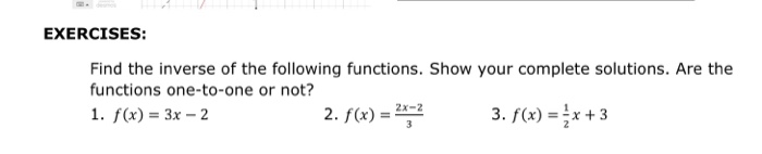 Solved EXERCISES: Find the inverse of the following | Chegg.com