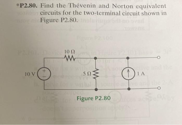 Solved P 2.80. Find the Thévenin and Norton equivalent | Chegg.com