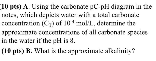 Solved (10 pts) A. Using the carbonate pC-pH diagram in the | Chegg.com