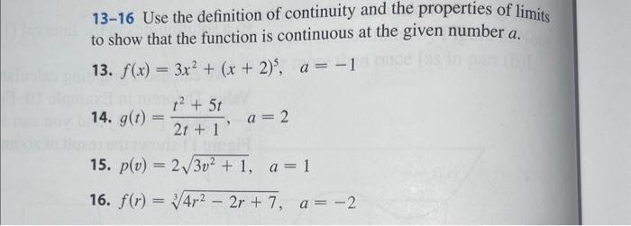 Solved 13 16 Use The Definition Of Continuity And The