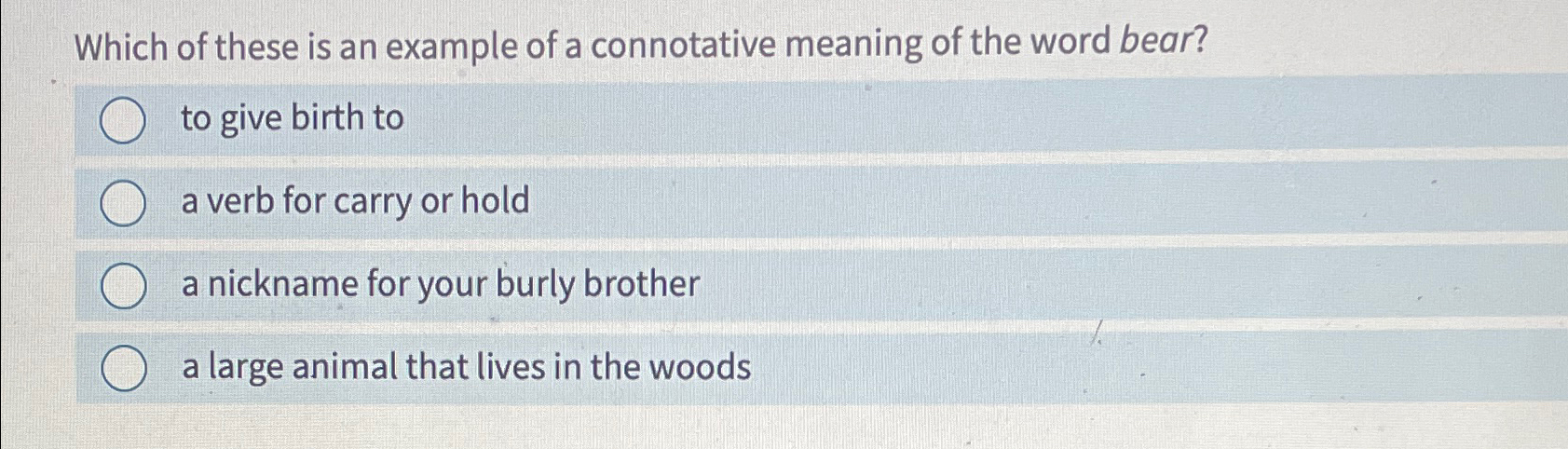 Solved Which of these is an example of a connotative meaning | Chegg.com