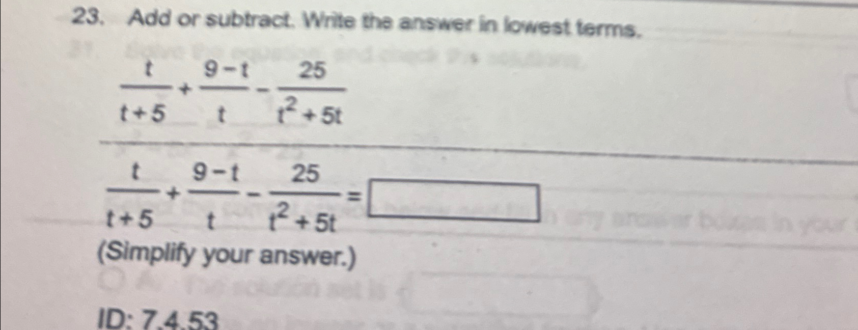 Solved Add or subtract. Write the answer in lowest | Chegg.com
