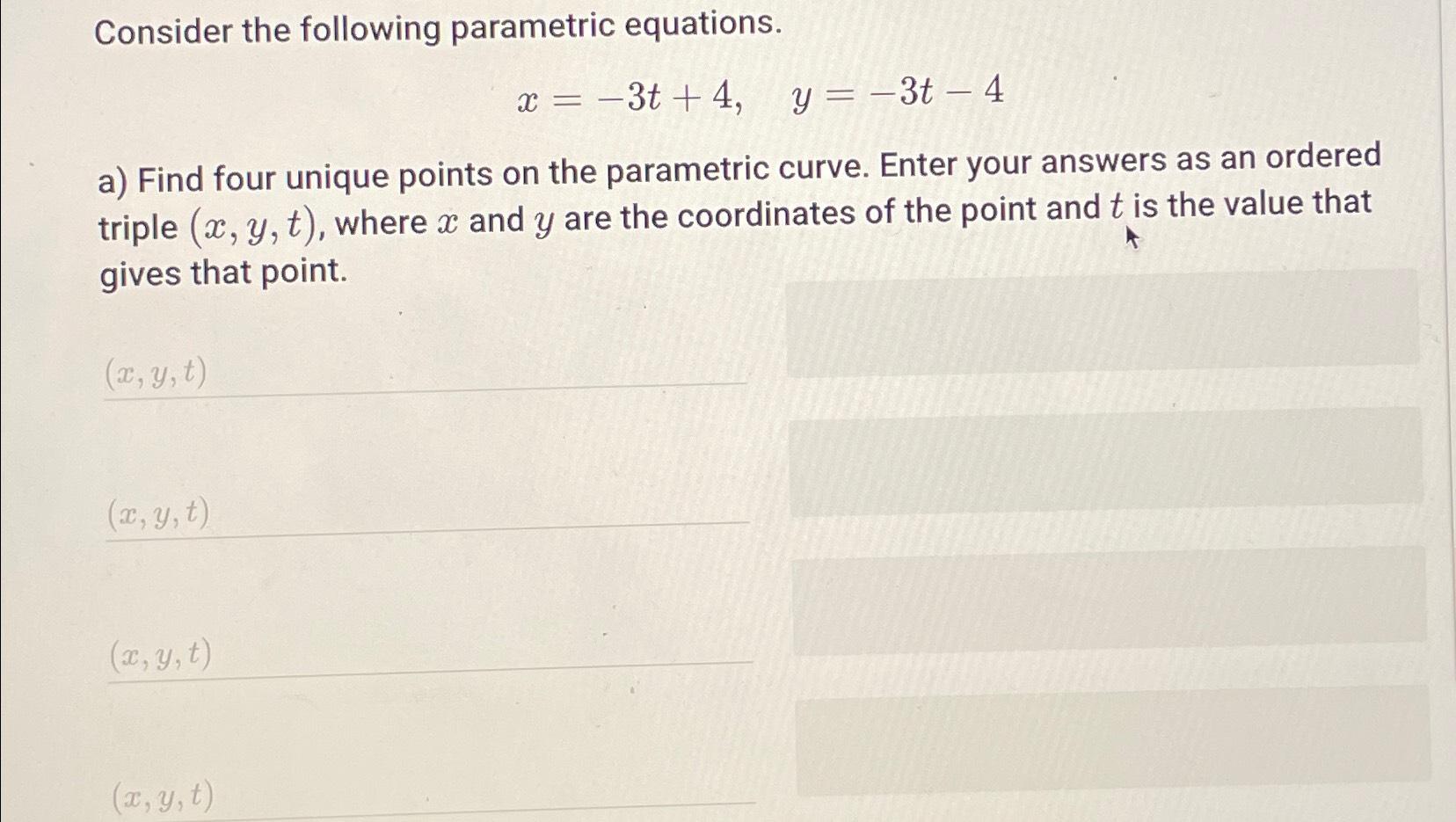 Solved Consider the following parametric | Chegg.com