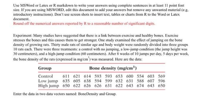 Solved Use MSWord or Latex or R markdown to write your | Chegg.com