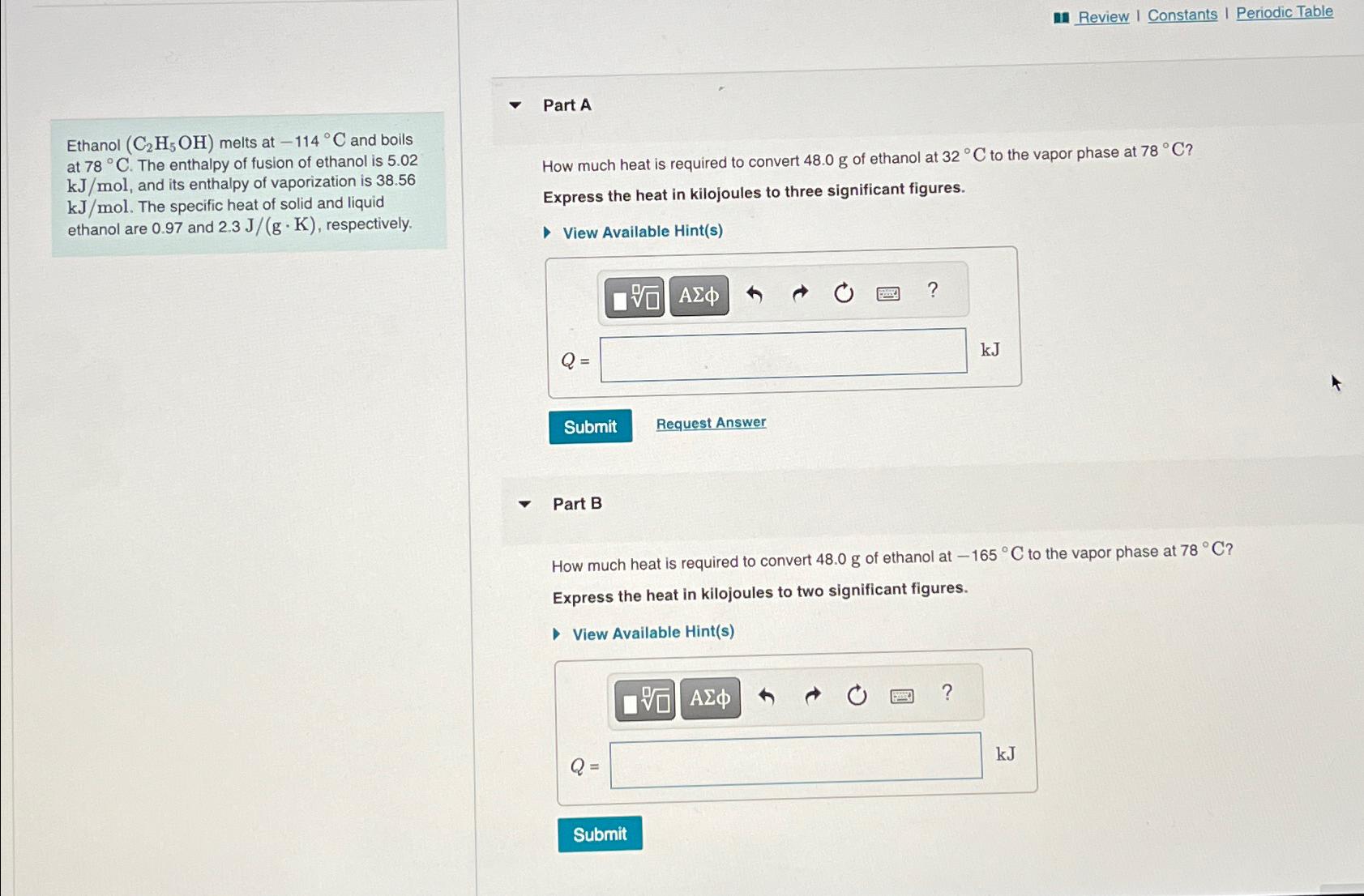 Solved Review I Constants I Periodic TableEthanol (C2H5OH) | Chegg.com