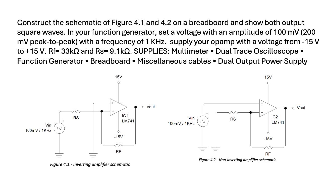 Solved Construct the schematic of Figure 4.1 ﻿and 4.2 ﻿on a | Chegg.com