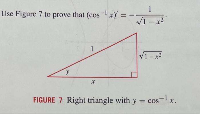 Solved Ire 7 to prove that (cos−1x)′=−1−x21 FIGURE 7 Right | Chegg.com
