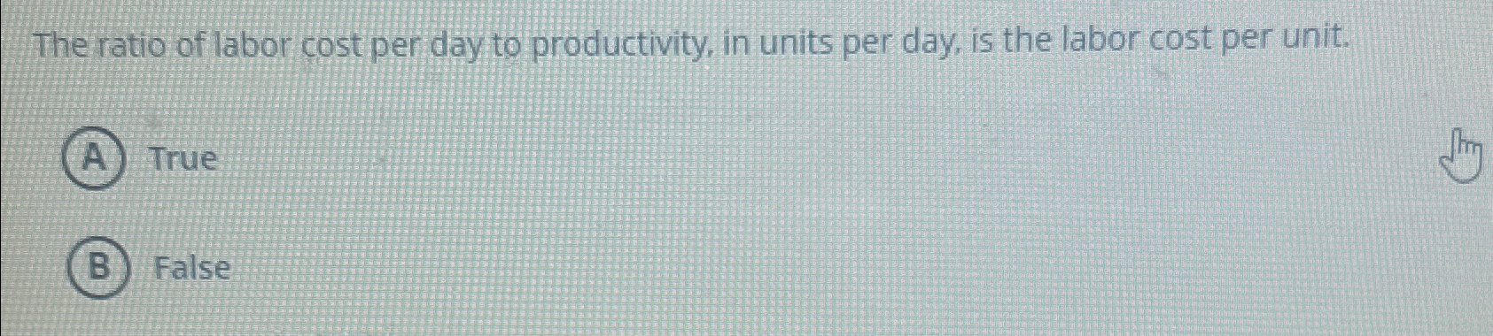 Solved The ratio of labor cost per day to productivity, in | Chegg.com