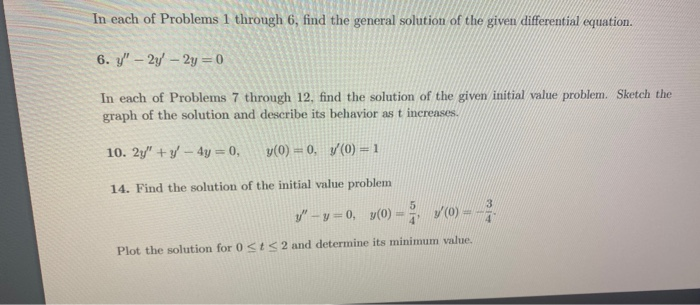 Solved In each of Problems 1 through 6, find the general | Chegg.com