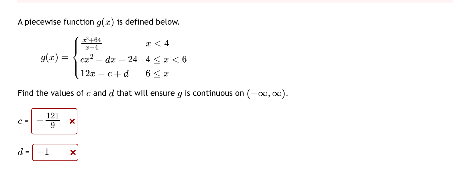 Solved A piecewise function g(x) ﻿is defined | Chegg.com