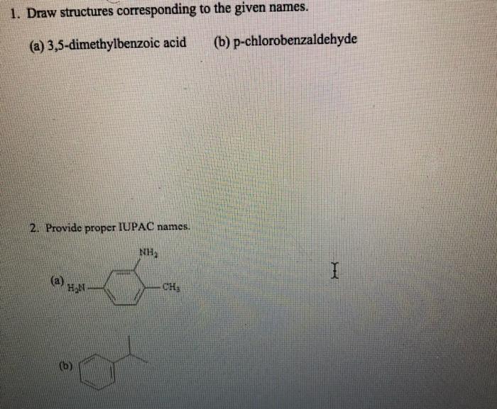 Solved 1. Draw structures corresponding to the given names. | Chegg.com