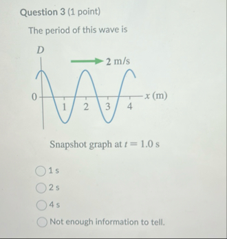 Question 3 (1 ﻿point)The period of this wave | Chegg.com