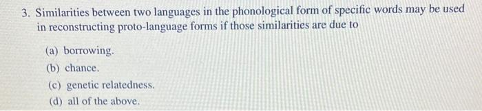 3. Similarities between two languages in the | Chegg.com