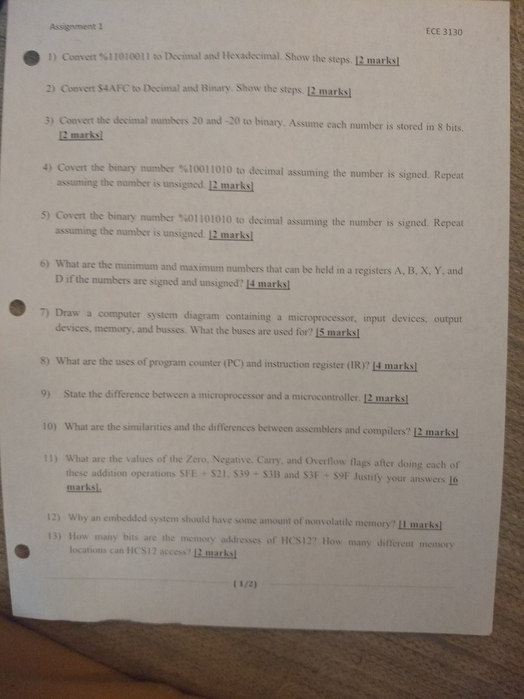 Solved Assignment1 ECE 3130 1) Convert 11010011 to Decimal | Chegg.com