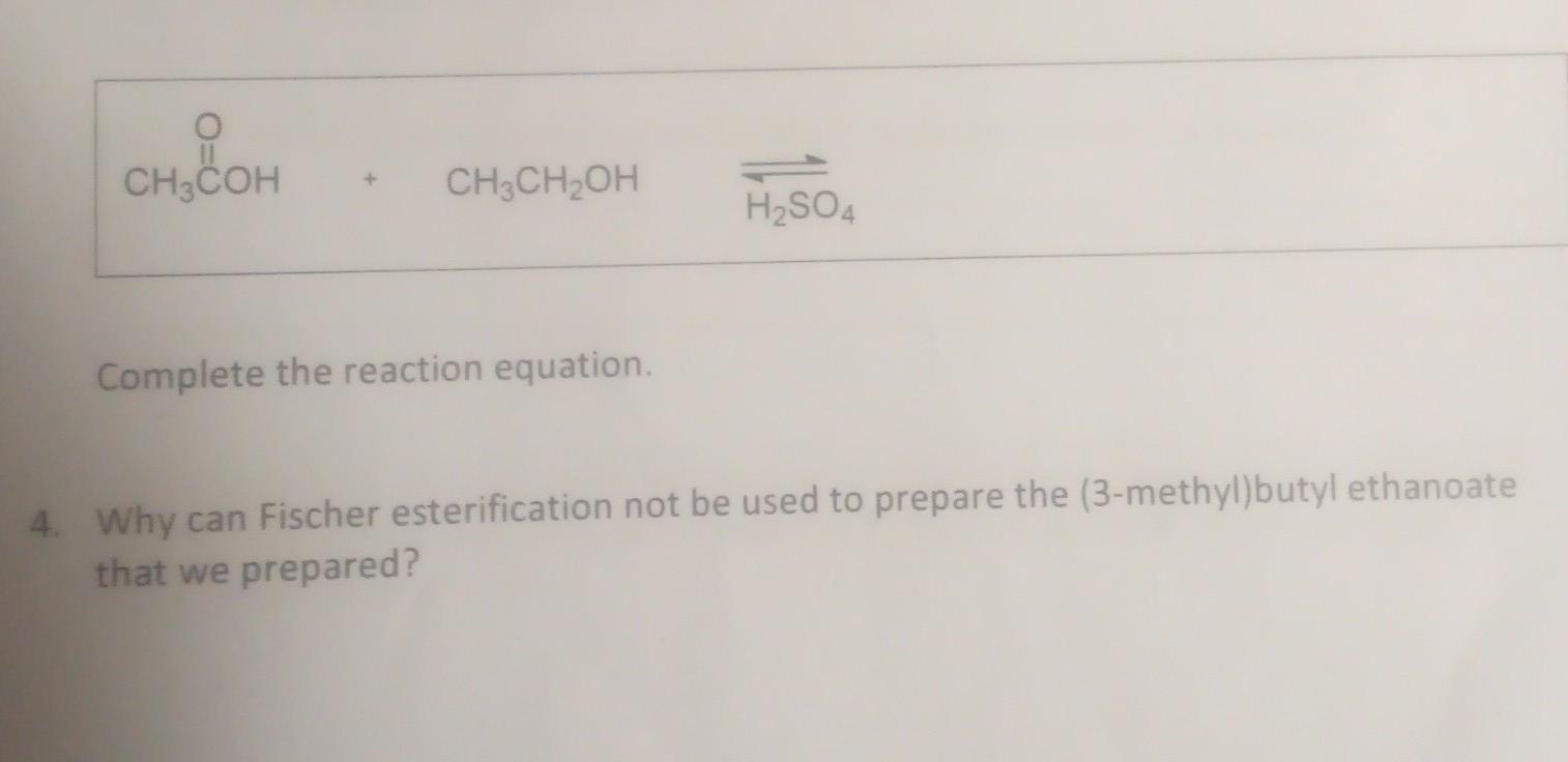 Solved CH3COH + CH3CH2OH H2SO4 Complete the reaction | Chegg.com
