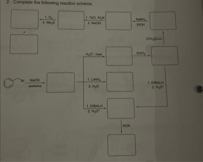 Solved 2. Complete the following reaction scheme. Br NaCN | Chegg.com
