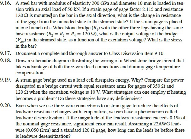 Solved 9.16. ﻿A steel bar with modulus of elasticity 200 | Chegg.com