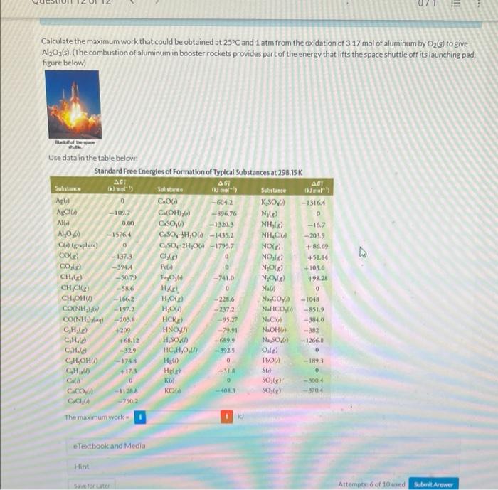 Solved Calculate the maximum work that could be obtained at | Chegg.com