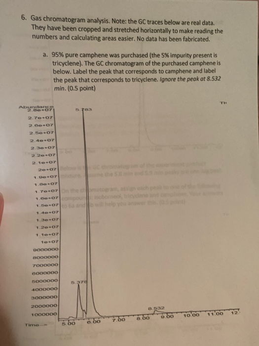 Solved 6. Gas chromatogram analysis. Note: the GC traces | Chegg.com