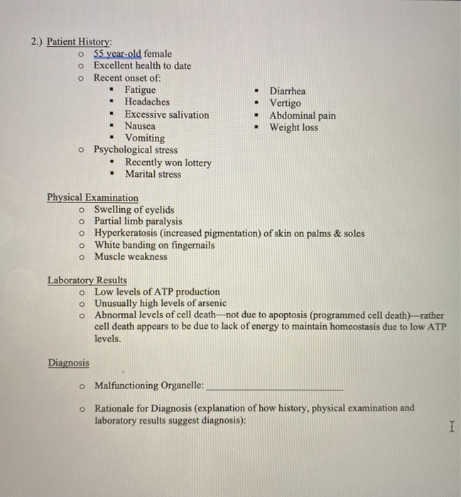 Solved Organelles and Illness Imagine that you are part of a | Chegg.com