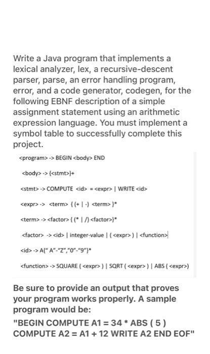 Solved Write a Java program that implements a lexical | Chegg.com