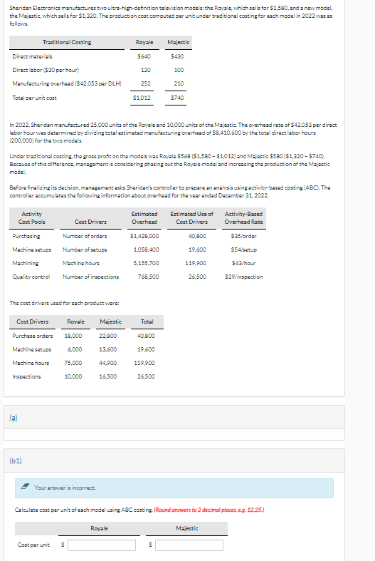 Solved Calculate cost per unit of each model using ABC | Chegg.com