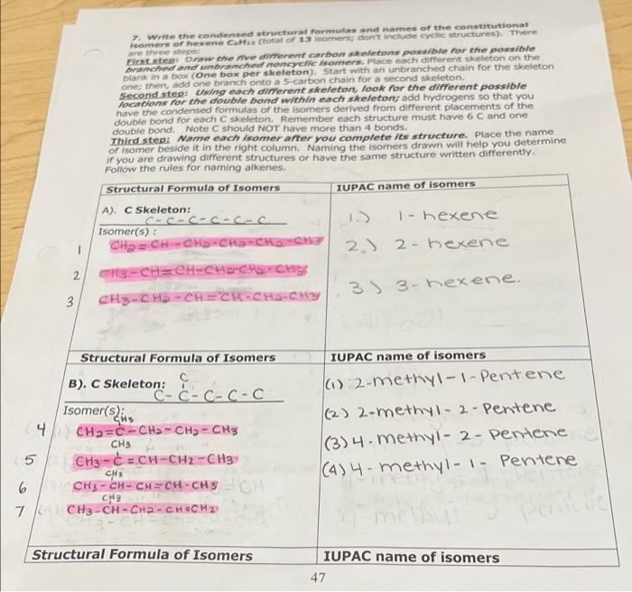 Solved c). C Skeleton: Isomer(s): C-C--cuscus CAS cy | Chegg.com