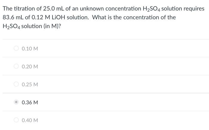 Solved The titration of 25.0 mL of an unknown concentration | Chegg.com