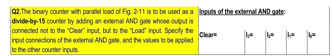 Solved Q2the Binary Counter With Parallel Load Of Fig 2 11 