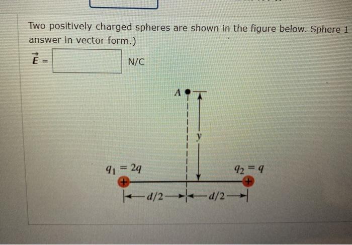 Solved Two positively charged spheres are shown in the | Chegg.com