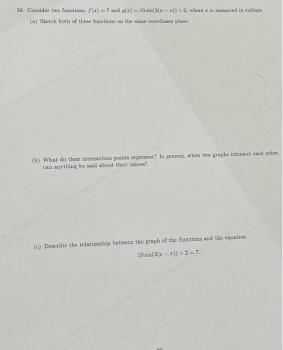 Solved 58. Consider two functions, f(x)=7 and | Chegg.com
