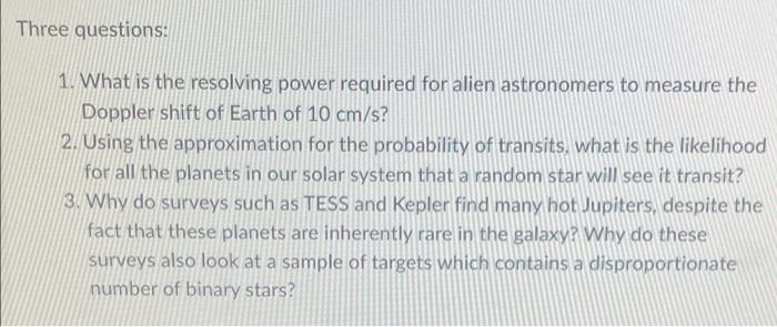 Solved Three questions: 1. What is the resolving power | Chegg.com