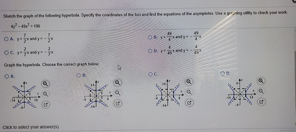 Solved Sketch the graph of the following hyperbola. Specify | Chegg.com