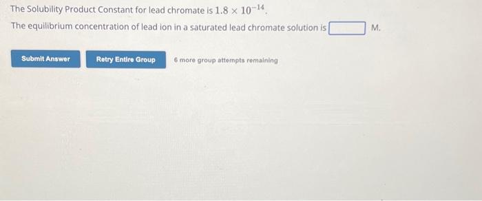 Solved The Solubility Product Constant for lead chromate is | Chegg.com