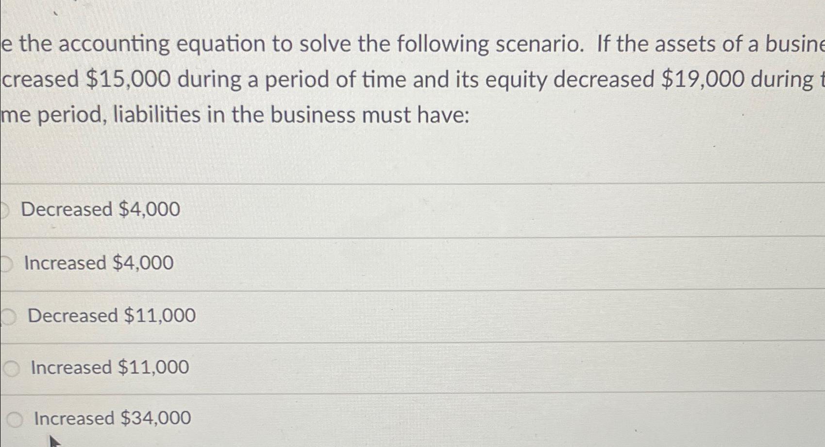 Solved e the accounting equation to solve the following | Chegg.com