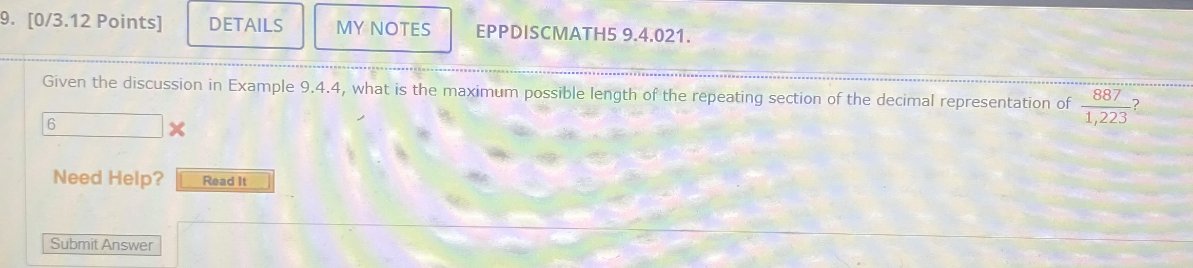 Solved Given the discussion in Example 9.4.4, ﻿what is the | Chegg.com