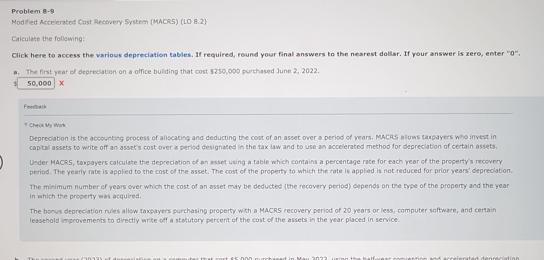 Solved Problem 8-9 Modified Accelerated Cost Recovery System | Chegg.com