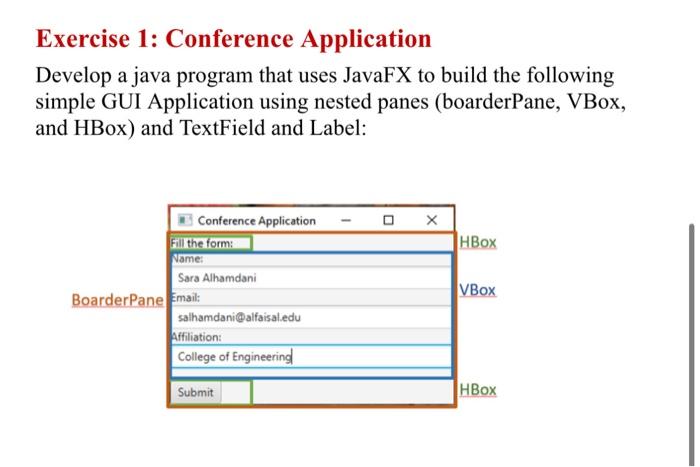 Solved Exercise 1: Conference Application Develop a java | Chegg.com