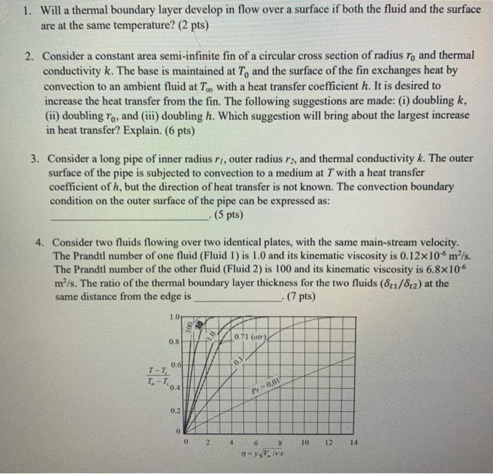 Solved 1. Will a thermal boundary layer develop in flow over | Chegg.com