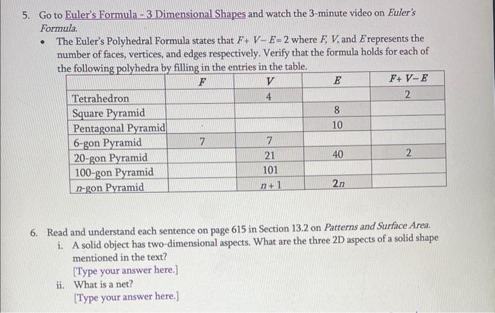 Euler Formula 3d Shapes