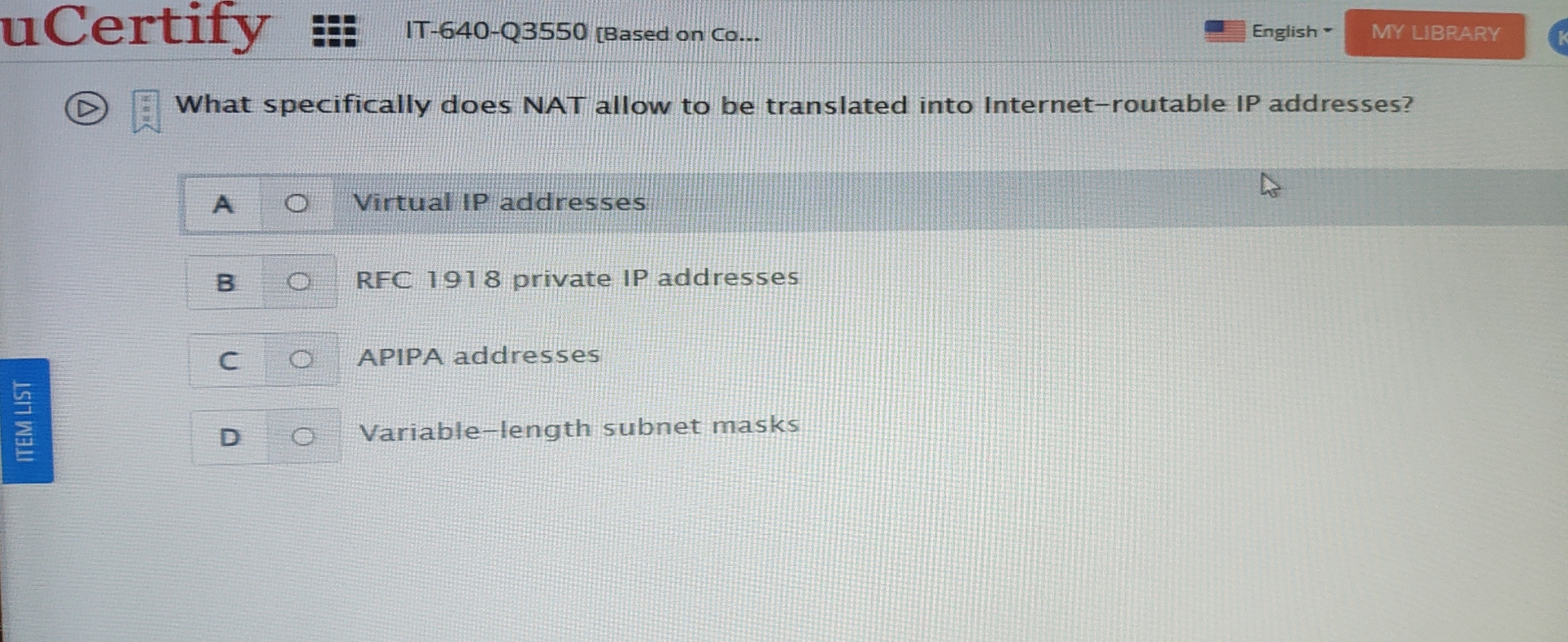 Solved uCertify # IT-640-Q3550 ﻿rBased on co...What | Chegg.com