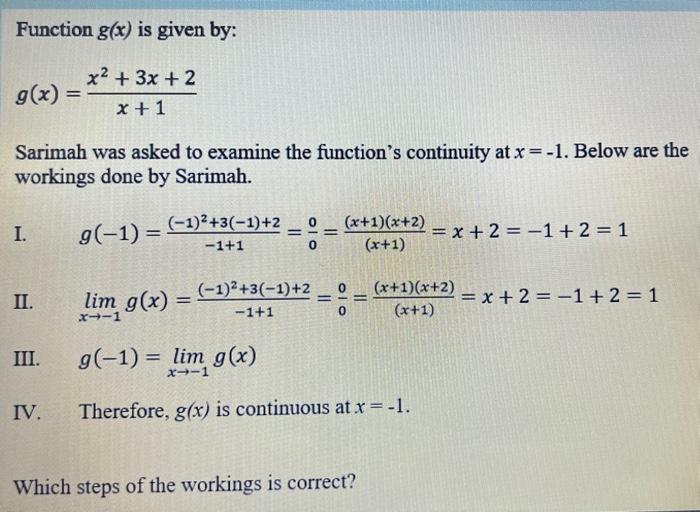 Solved Function g(x) is given by: g(x)=x+1x2+3x+2 Sarimah | Chegg.com