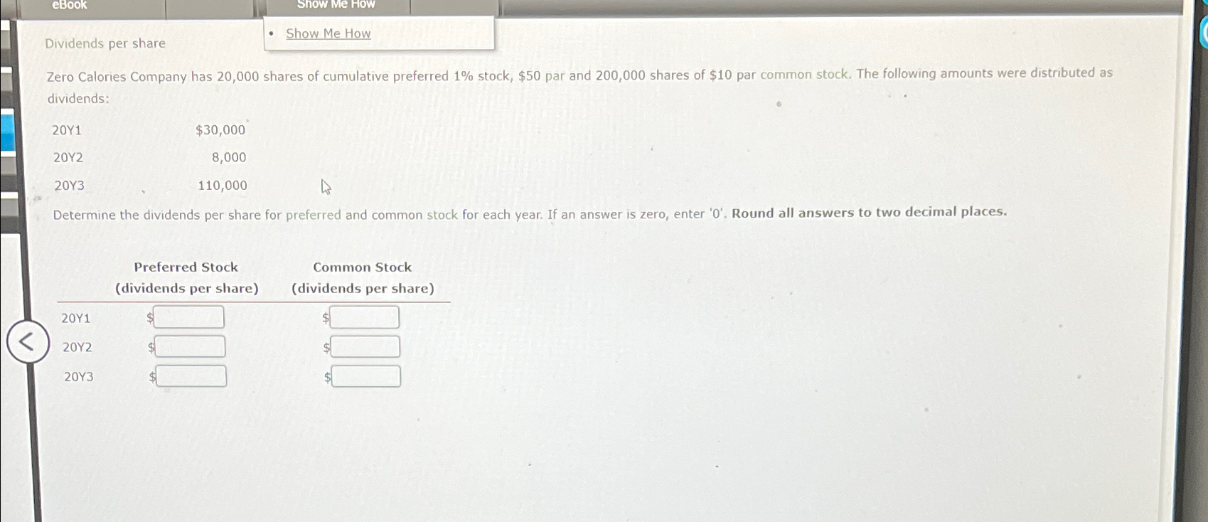 Solved Dividends per shareShow Me How | Chegg.com