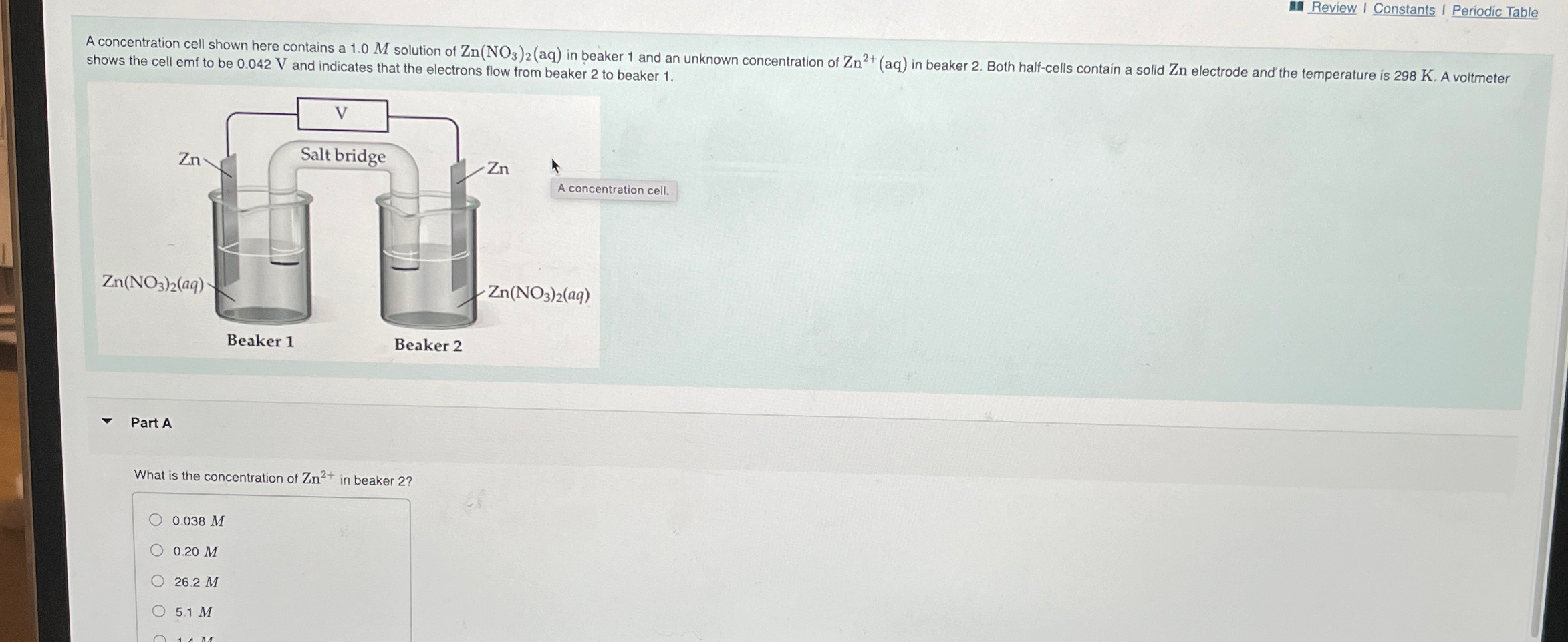 Solved Review I Constants I Periodic Tableshows the cell emf | Chegg.com