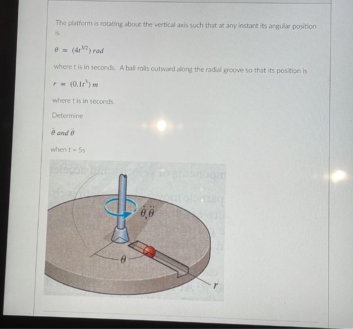 Solved The platform is rotating about the vertical axis such | Chegg.com