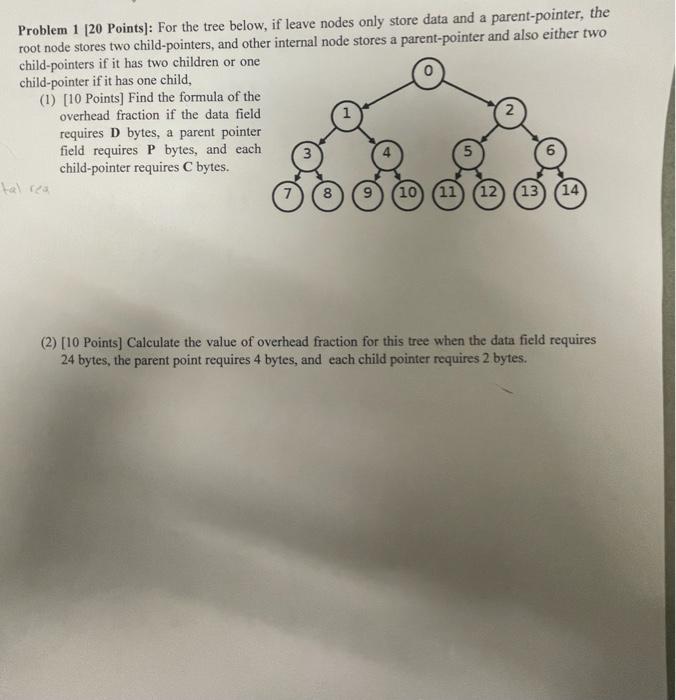 Solved Problem 1 [20 Points]: For the tree below, if leave | Chegg.com
