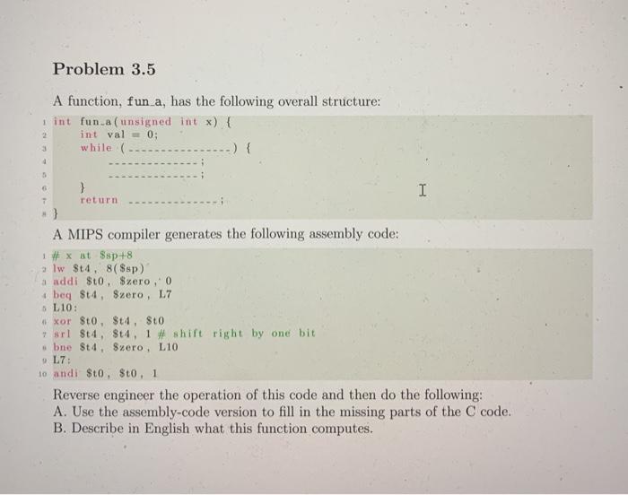 Solved Problem 35 A Function Fun A Has The Following 