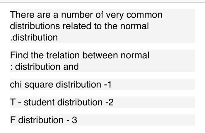 Solved There are a number of very common distributions | Chegg.com