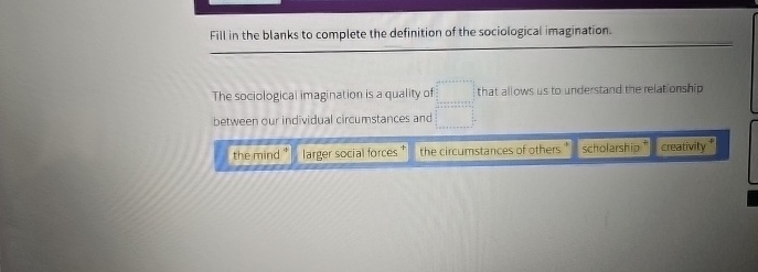 Solved Fill in the blanks to complete the definition of the | Chegg.com