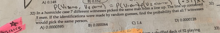 Solved A) 0.148 B 0.152 PNDemo, V2 0mo zneme 32) In a | Chegg.com